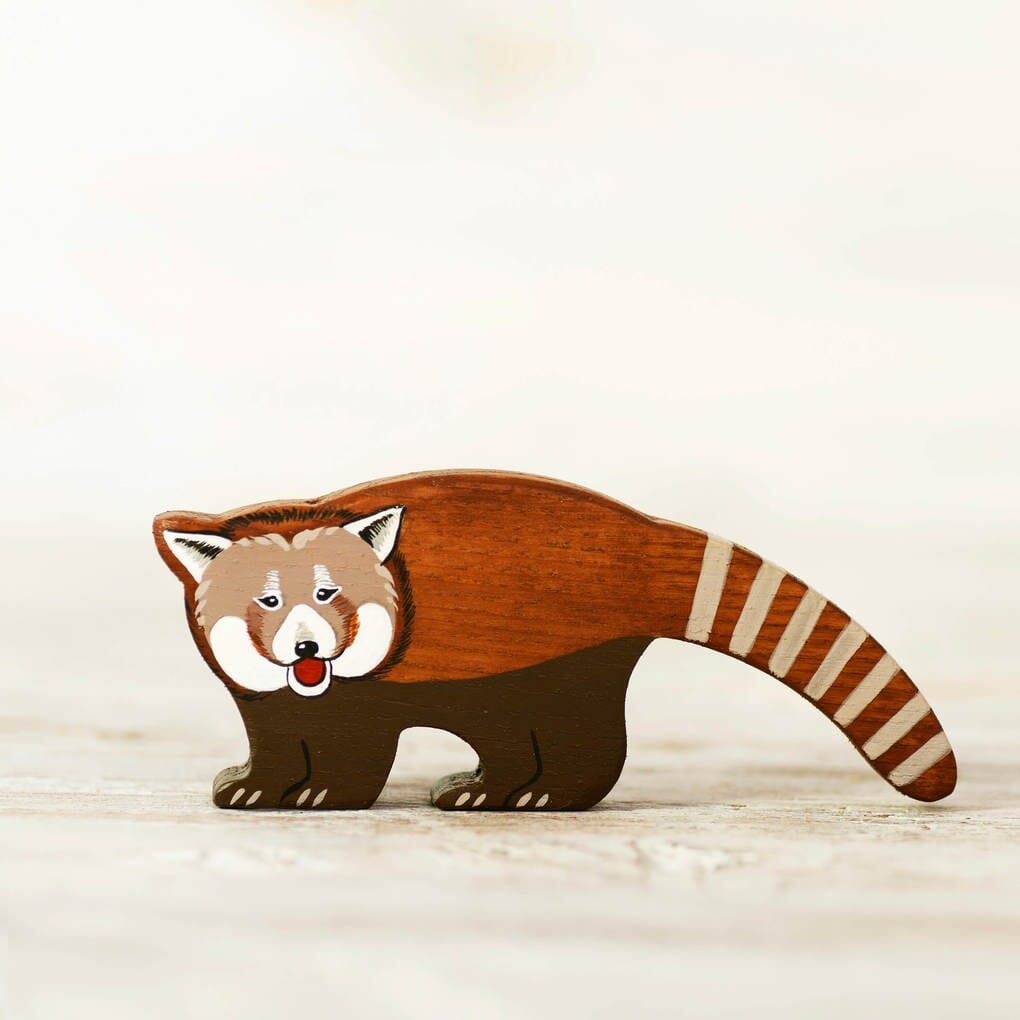 Wooden red panda figure